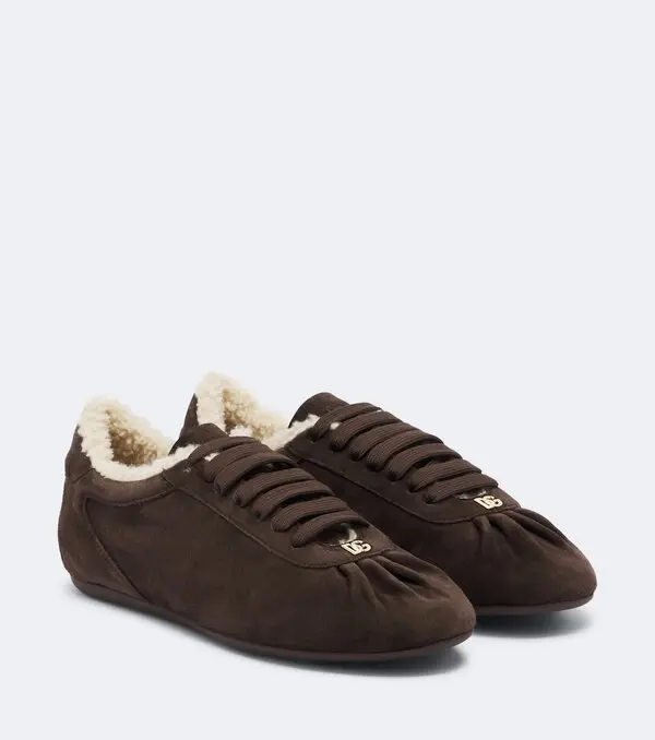 Dolce & Gabbana Dg Teddy-trimmed Suede Sneakers