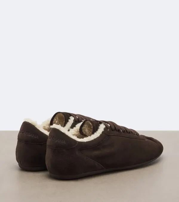 Dolce & Gabbana Dg Teddy-trimmed Suede Sneakers