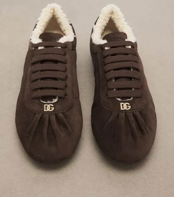 Dolce & Gabbana Dg Teddy-trimmed Suede Sneakers