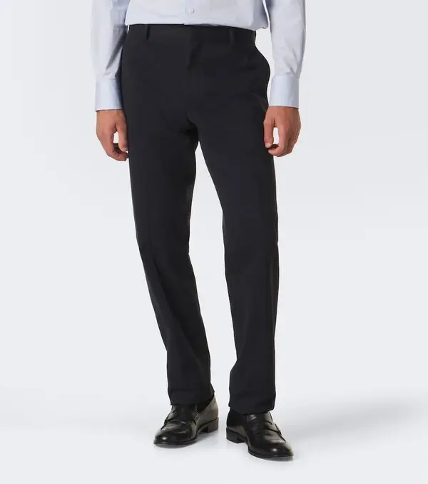 Zegna Cotton And Cashmere Slim Pants - Blue