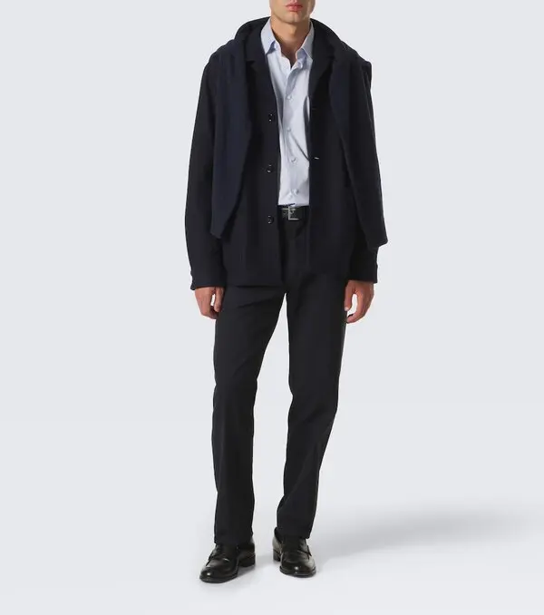 Zegna Cotton And Cashmere Slim Pants - Blue