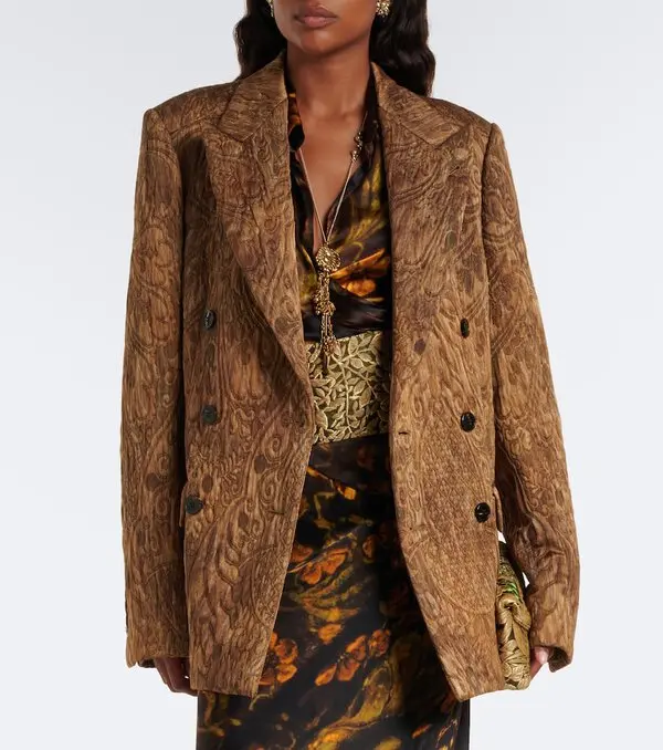 Dries Van Noten Draped Floral Silk Satin Wrap Top