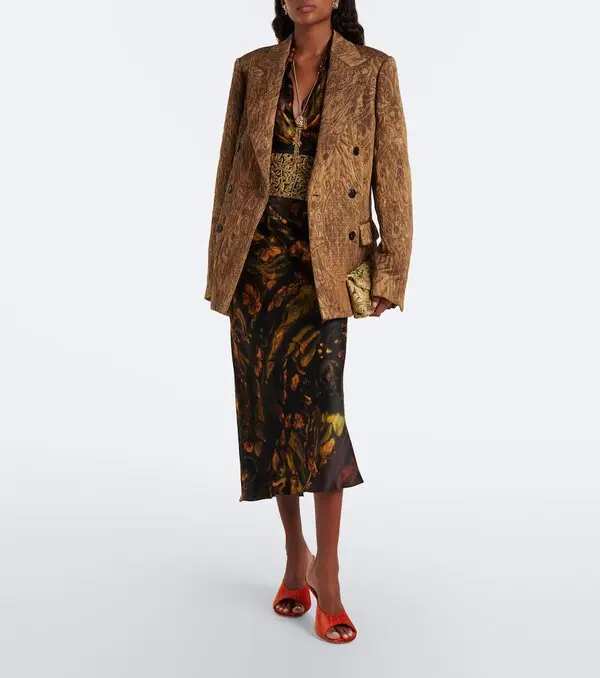 Dries Van Noten Draped Floral Silk Satin Wrap Top