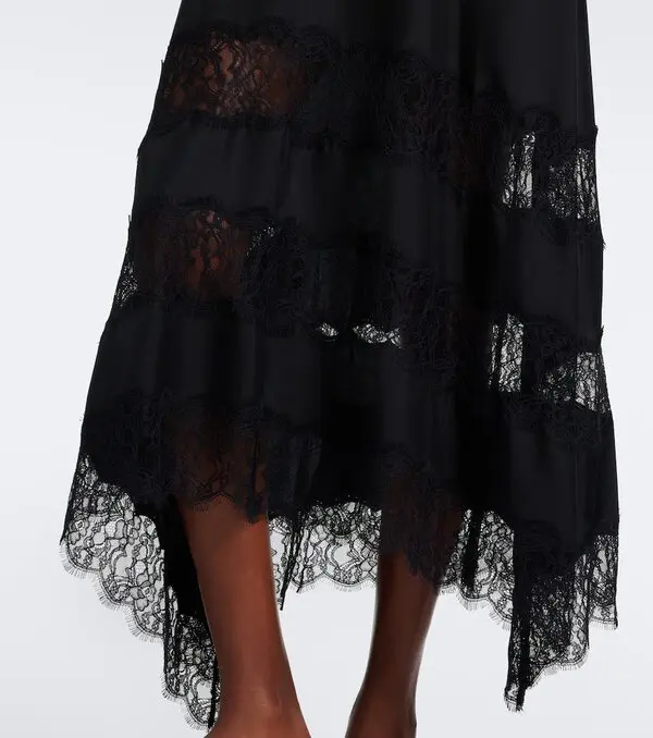 Ulla Johnson Coco Lace-trimmed Silk Twill Midi Dress
