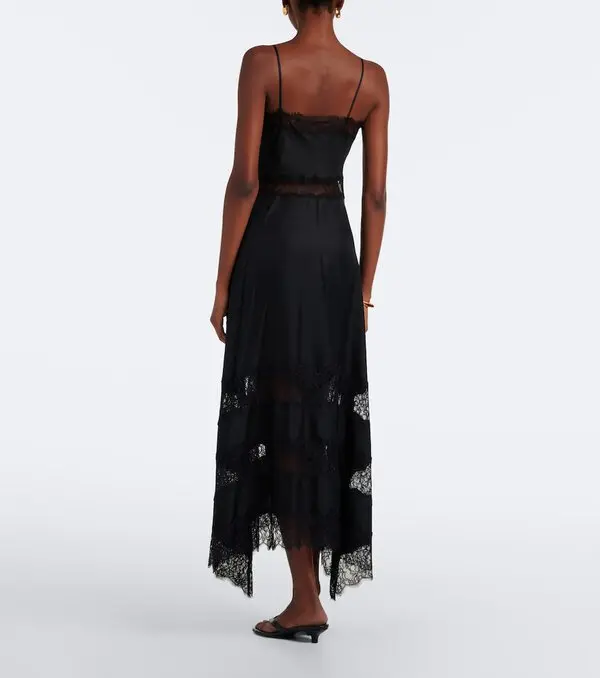 Ulla Johnson Coco Lace-trimmed Silk Twill Midi Dress
