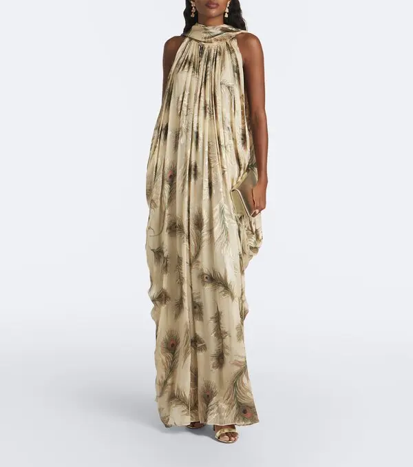 Zimmermann Ascent Burnout Printed Silk Halterneck Gown