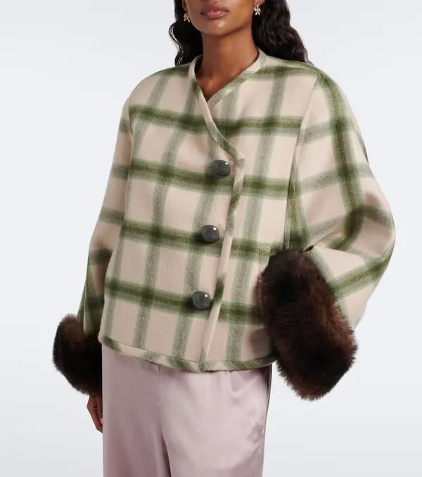 Valentino Garavani Plaid Shearling-trimmed Virgin Wool Jacket