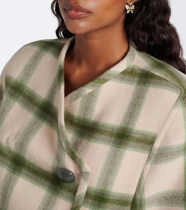 Valentino Garavani Plaid Shearling-trimmed Virgin Wool Jacket