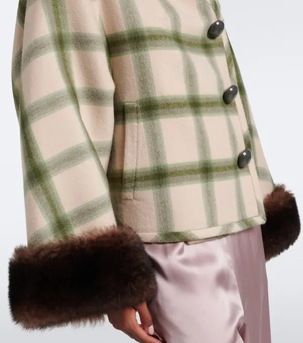 Valentino Garavani Plaid Shearling-trimmed Virgin Wool Jacket