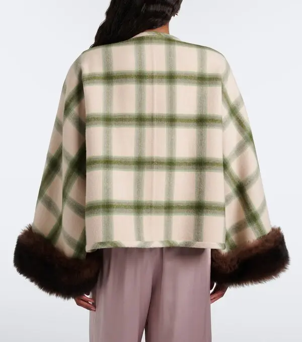 Valentino Garavani Plaid Shearling-trimmed Virgin Wool Jacket