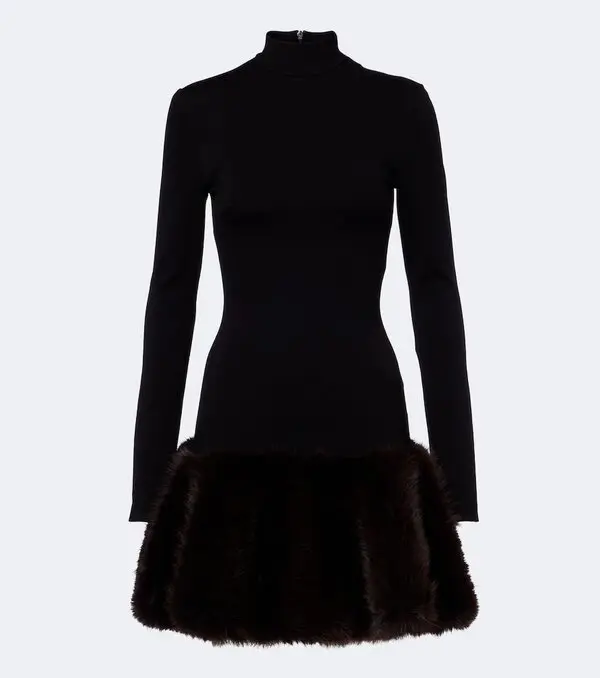 David Koma Knitted Turtleneck Minidress - Black