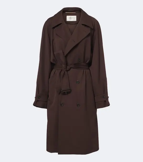 Saint Laurent Double-breasted Wool Trench Coat - Brown