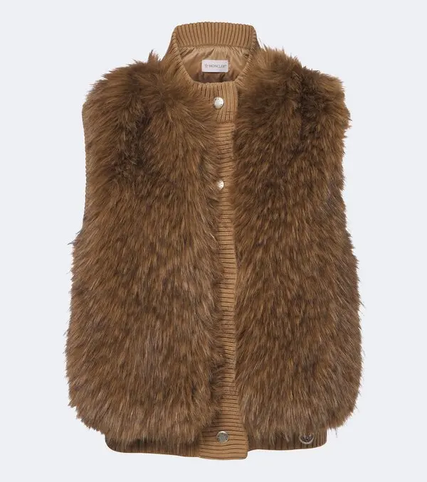 Moncler Wool-lined Down Vest - Brown