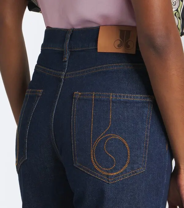 La DoubleJ Cropped Printed Flared Jeans