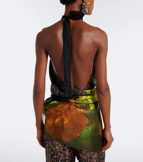 Dries Van Noten Floral Silk Halterneck Top