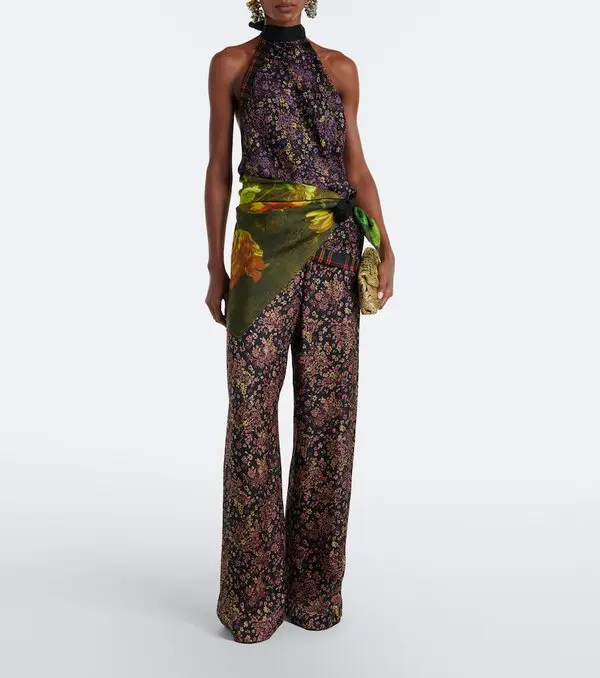 Dries Van Noten Floral Silk Halterneck Top