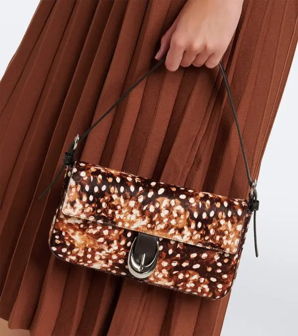 Staud Animal-printed Calf Hair Shoulder Bag