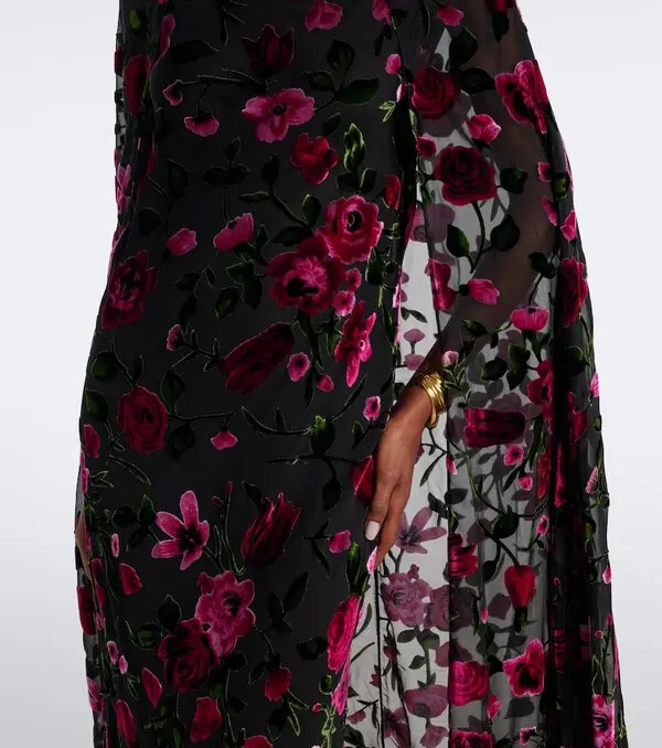 RODARTE Caped Floral Devoré Velvet Gown
