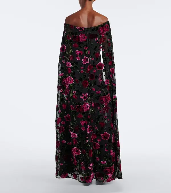 RODARTE Caped Floral Devoré Velvet Gown