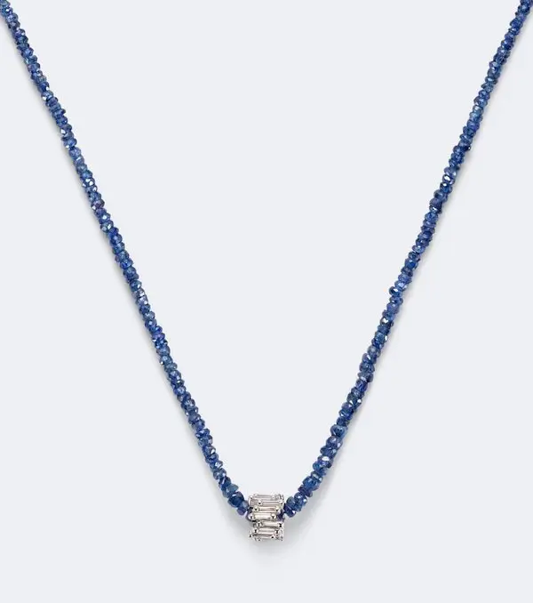 SUZANNE KALAN Infinite 18kt White Beaded Necklace With Sapphires And Diamonds