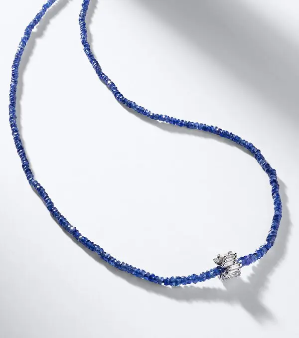 SUZANNE KALAN Infinite 18kt White Beaded Necklace With Sapphires And Diamonds