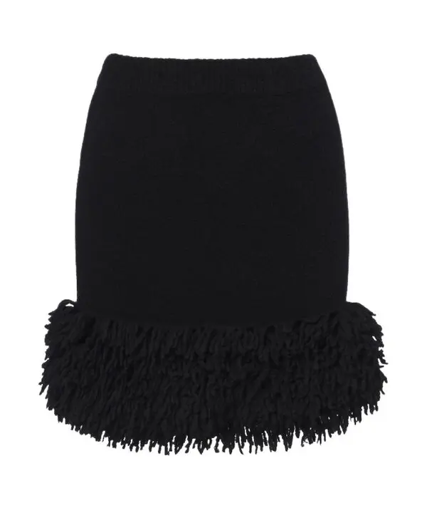 Loewe Fringed Wool-blend Miniskirt - Black