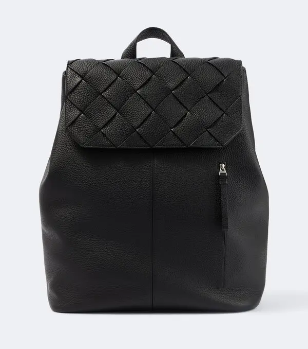 Bottega Veneta Diago Intreccio Leather Backpack - Black
