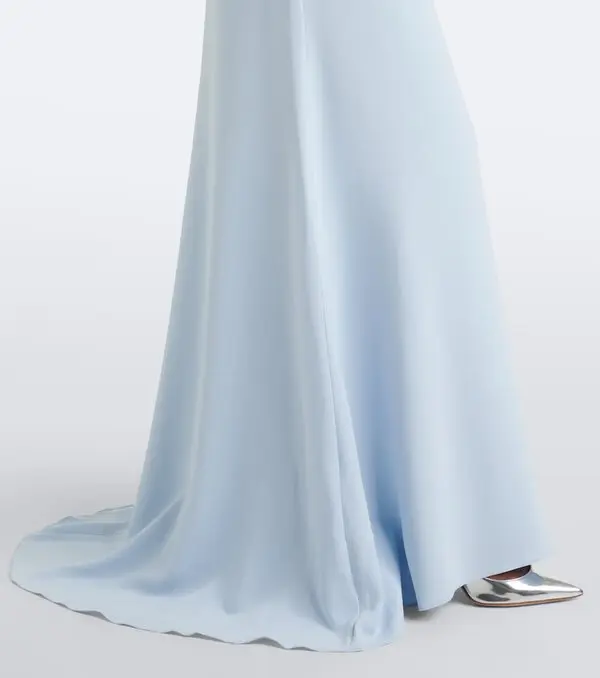 Costarellos Brona Embellished Lace-paneled Crêpe Gown