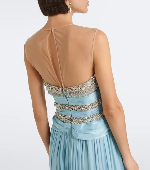 Costarellos Branka Embellished Georgette Gown