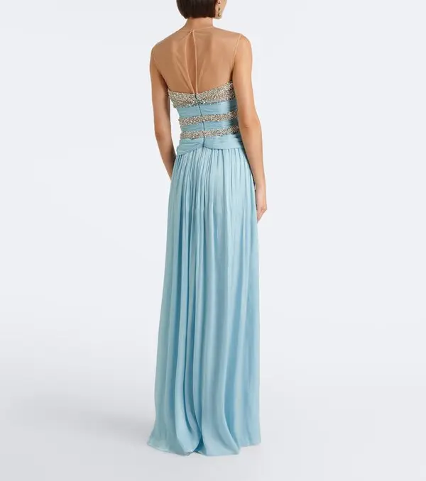 Costarellos Branka Embellished Georgette Gown