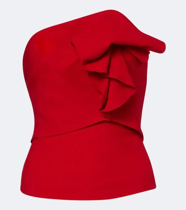 Roland Mouret Ruffled Wool And Silk Cady Corset - Red