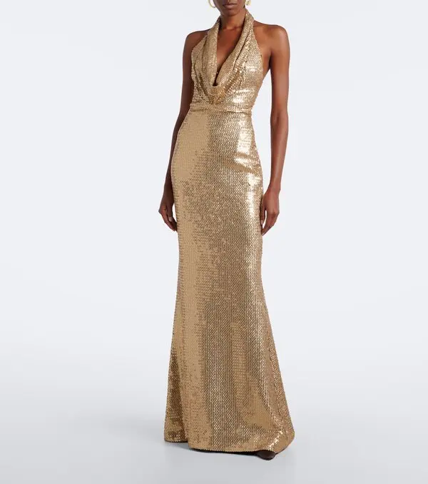 Elie Saab Sequined Halterneck Gown