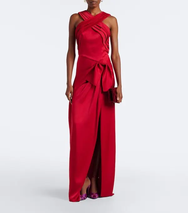Elie Saab Draped Halterneck Satin Gown