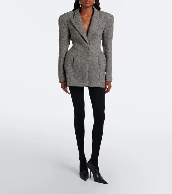 Magda Butrym Herringbone Wool-blend Blazer Dress
