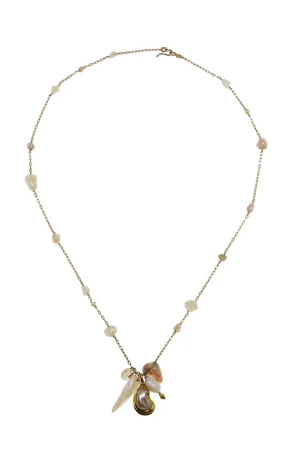 TEN THOUSAND THINGS 18k Green Gold Pearl And Opal Charm Necklace