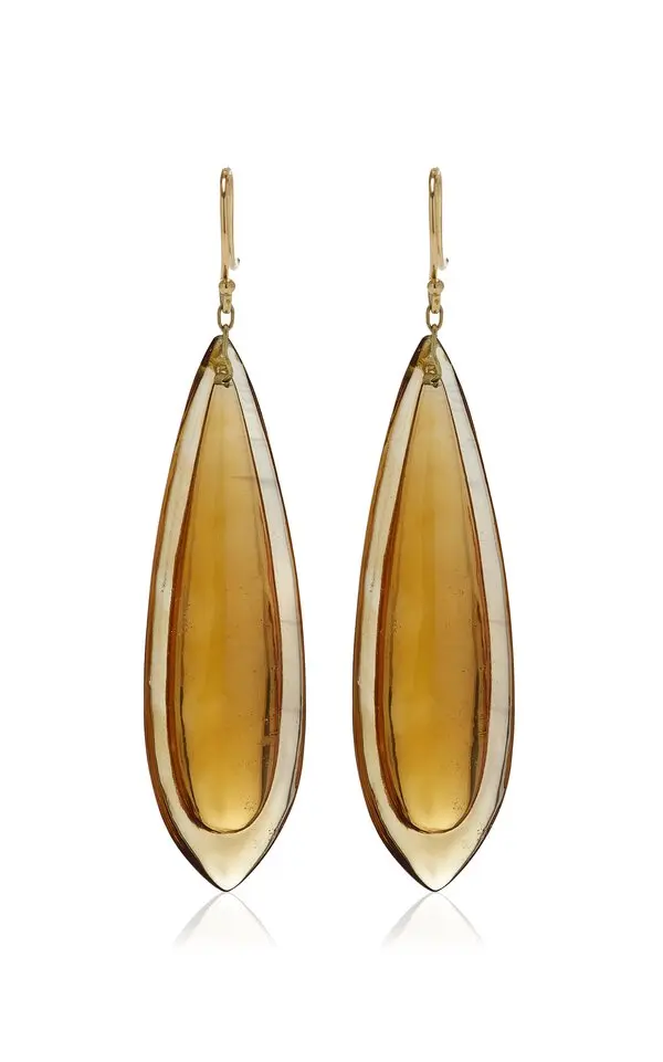 TEN THOUSAND THINGS 18k Green Gold Citrine Large Droplet Earrings