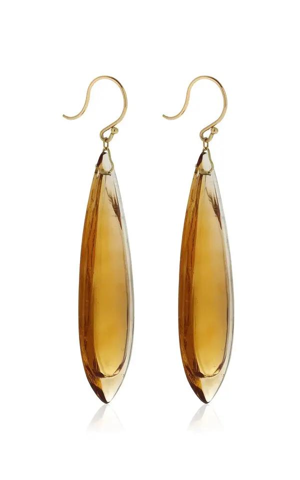 TEN THOUSAND THINGS 18k Green Gold Citrine Large Droplet Earrings