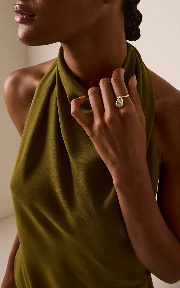 TEN THOUSAND THINGS 18k Green Diamond Locket Ring