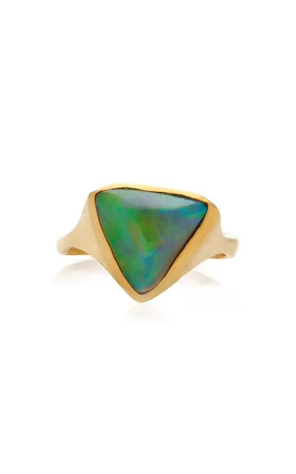 TEN THOUSAND THINGS 22k Yellow Gold Triangular Opal Pyramid Ring