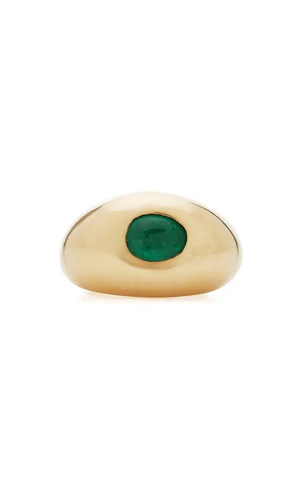 TEN THOUSAND THINGS 10k Yellow Emerald Cigar Band Ring