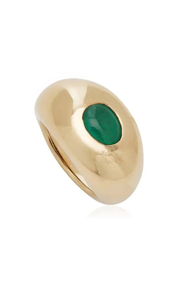 TEN THOUSAND THINGS 10k Yellow Emerald Cigar Band Ring