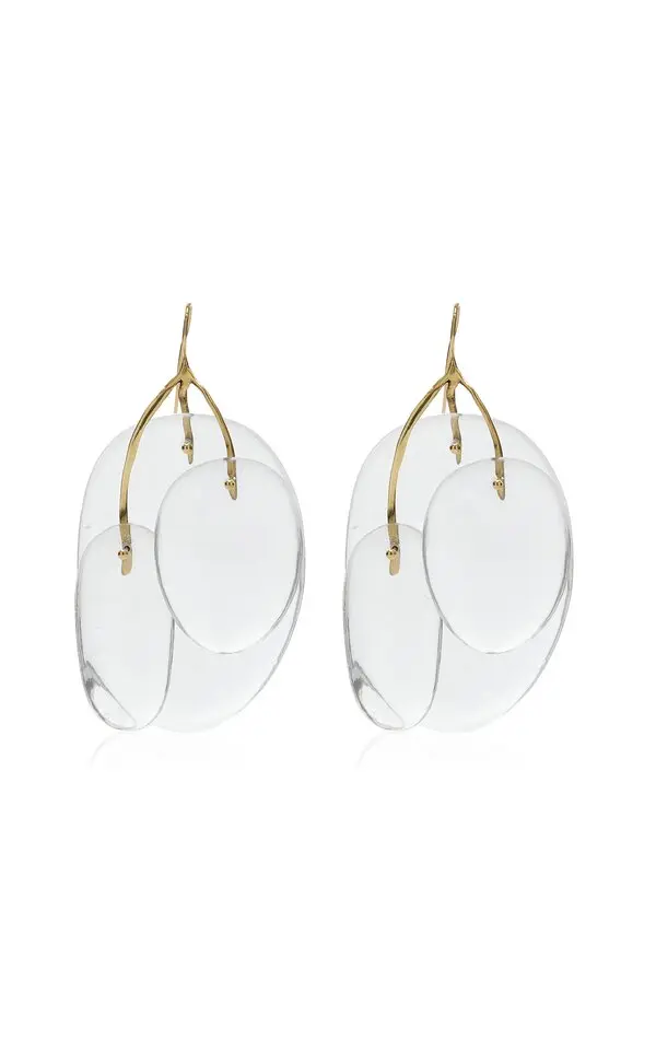 TEN THOUSAND THINGS 18k Green Gold Crystal Mobile Earrings