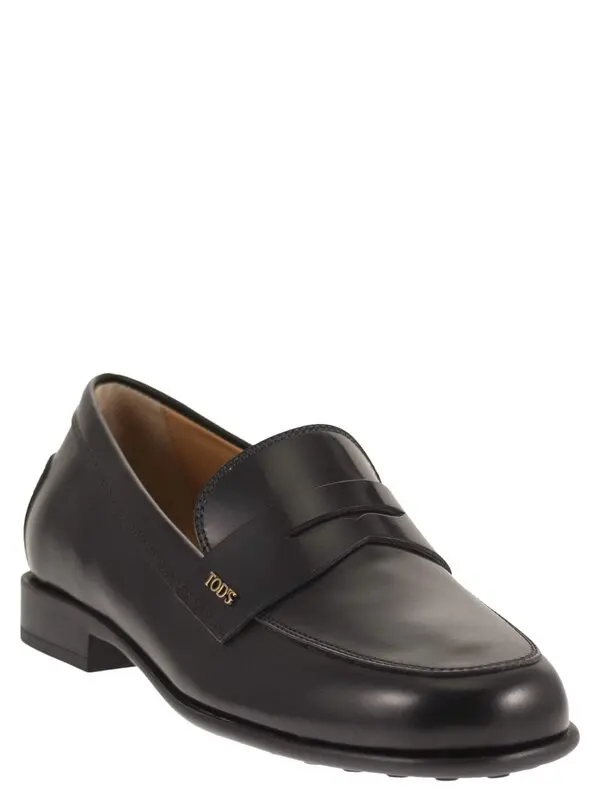 TOD'S Calfskin Leather Loafers With Logo Detail