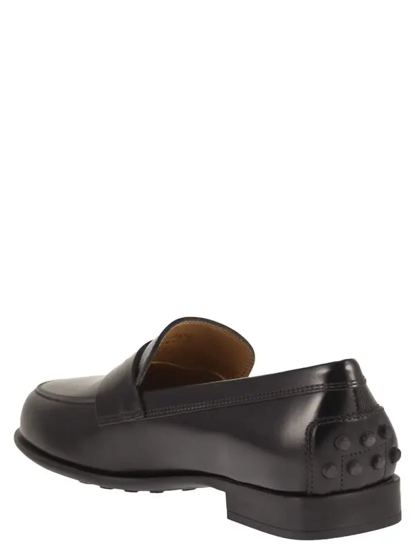 TOD'S Calfskin Leather Loafers With Logo Detail