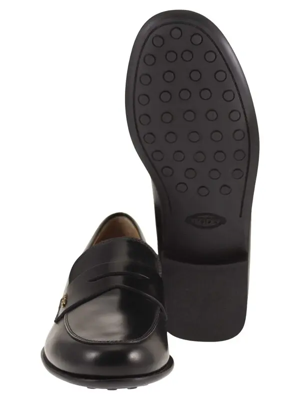 TOD'S Calfskin Leather Loafers With Logo Detail