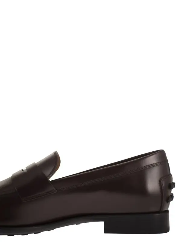 TOD'S Calfskin Leather Loafers With Logo Detail