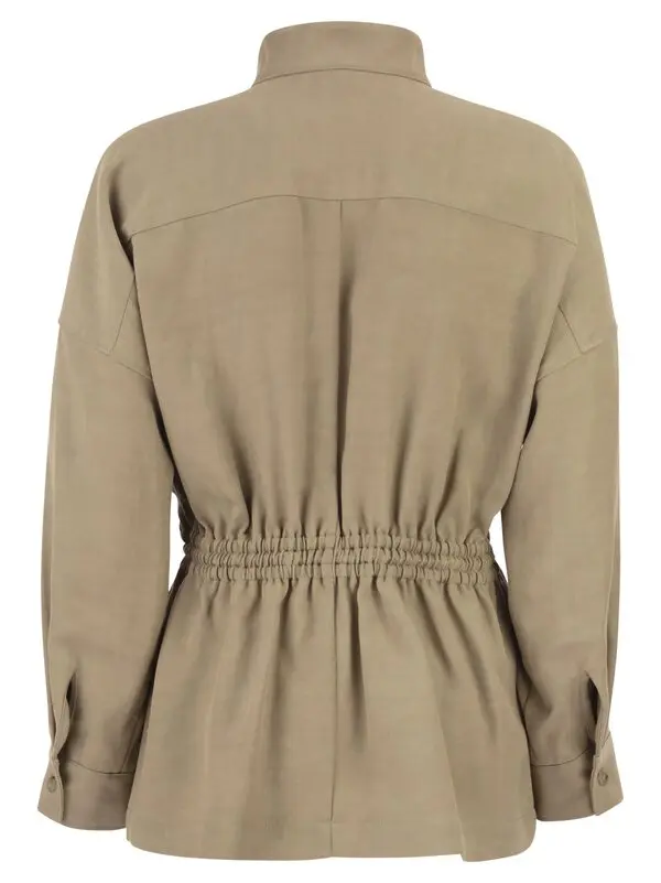 FAY Overshirt In Viscose And Washed Linen - Cream