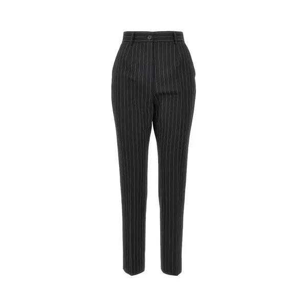 Dolce & Gabbana Pinstriped Stretch Wool Pants - Black