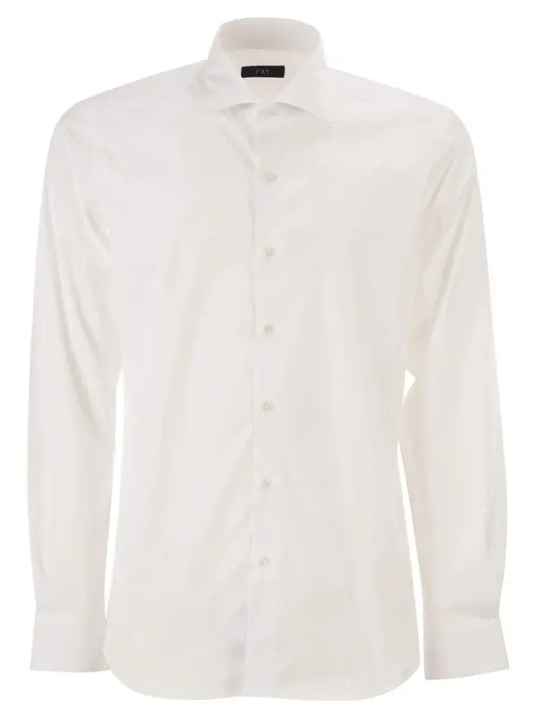 FAY Regular Fit Shirt In Stretch Poplin - White