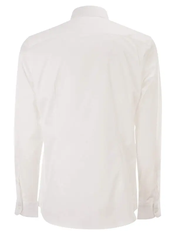 FAY Regular Fit Shirt In Stretch Poplin - White
